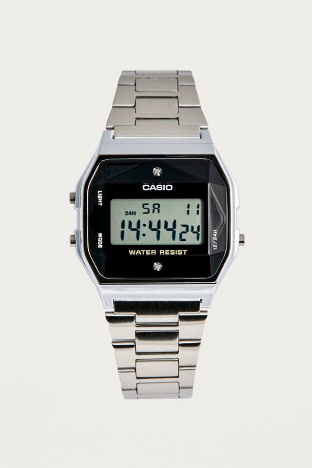 Casio Vintage Digital Silver Diamond Face Watch | Urban Outfitters UK