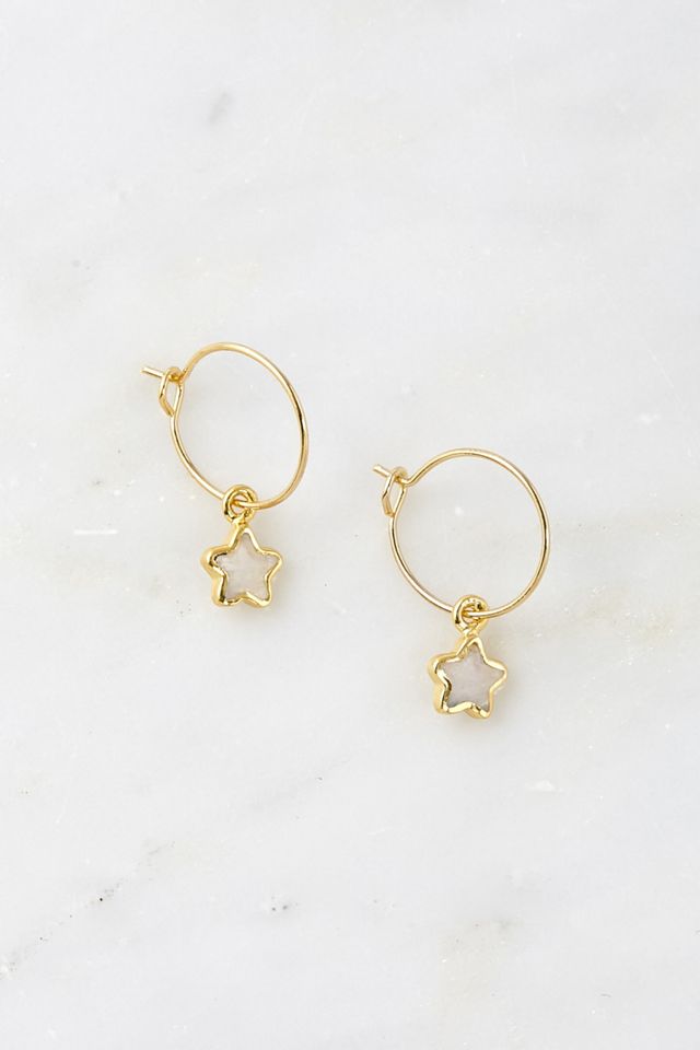 Luna Norte Moonstone Star Hoop Earrings | Urban Outfitters UK