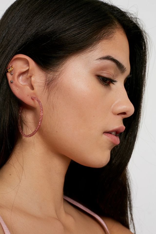 GLITTER SLIM HOOP | Urban Outfitters UK