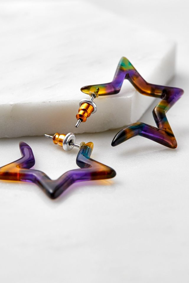 Resin Star Hoop Earrings | Urban Outfitters UK