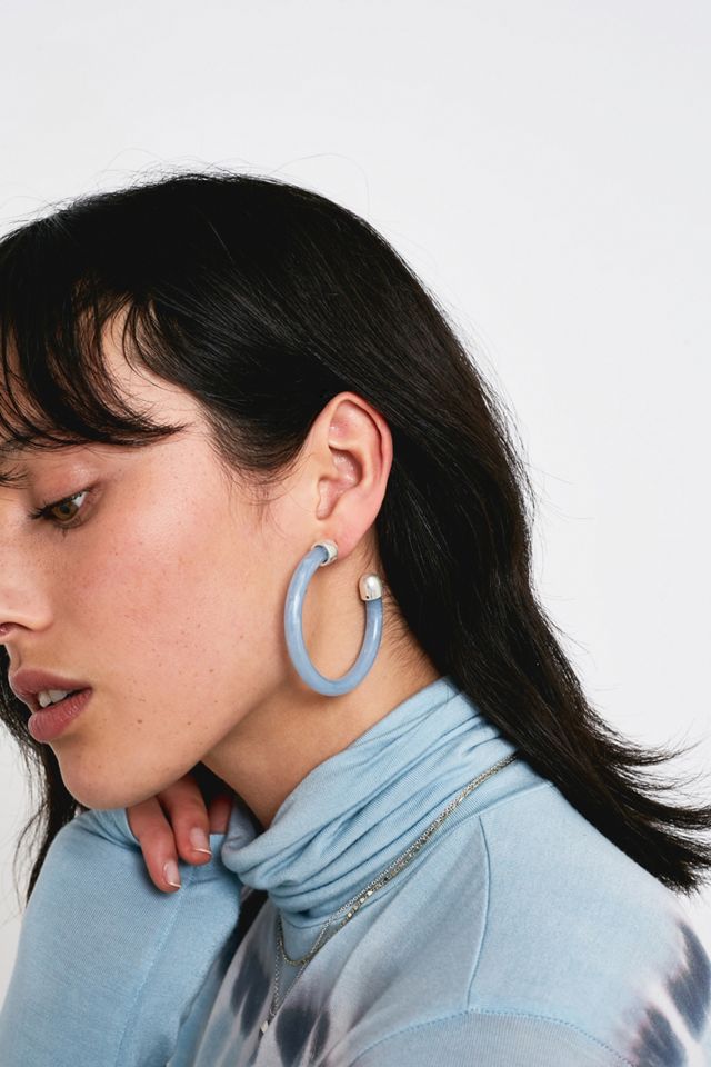 Blue Resin Capped Hoop Earrings | Urban Outfitters UK