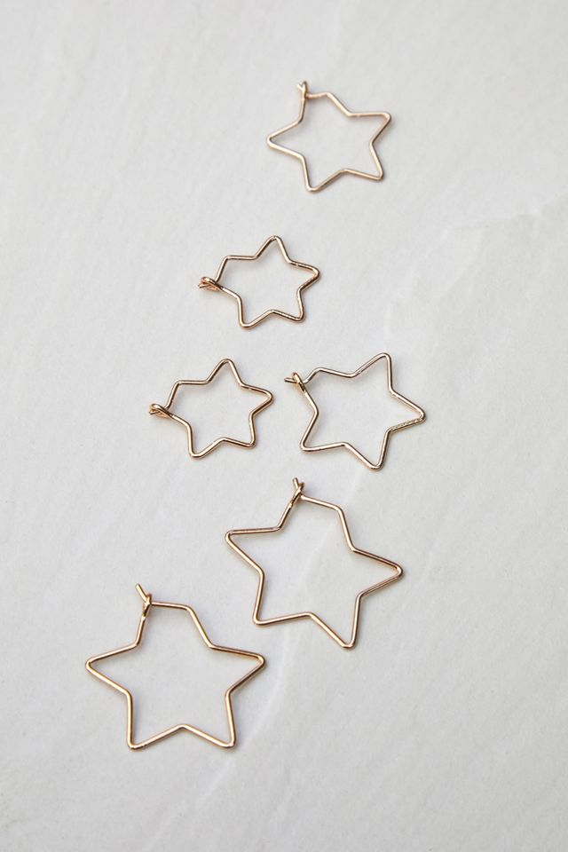 Gold-Tone Wire Star Hoops 3-Pack | Urban Outfitters UK