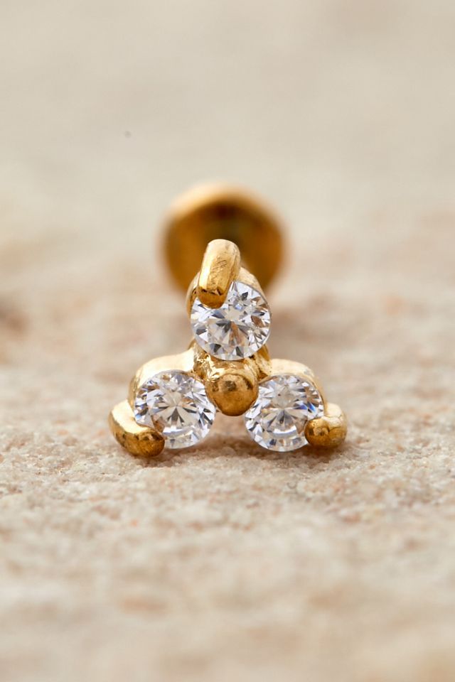 Orelia London Crystal Trinity Cluster Labret Earring | Urban Outfitters UK