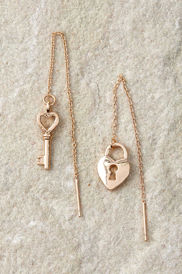 Silence + Noise Padlock & Key Thread Earrings | Urban Outfitters UK