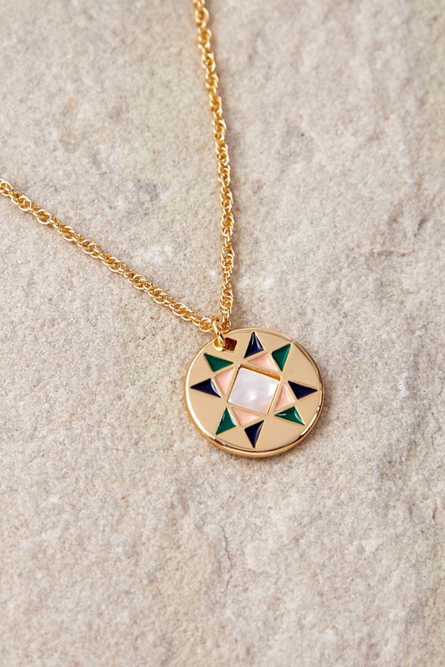 Estella Bartlett Round Enamel Gem Pendant Necklace | Urban Outfitters UK