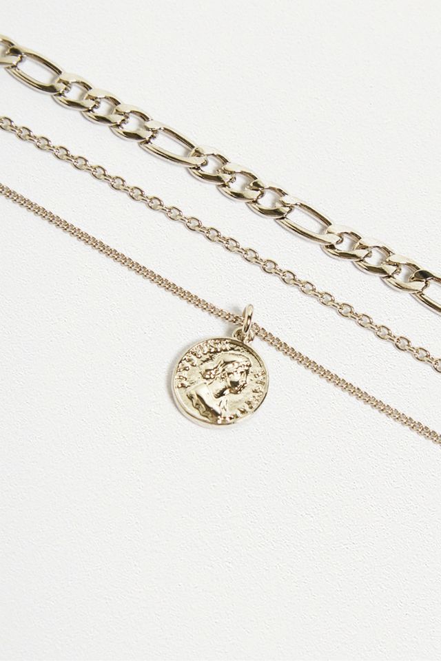 Gold Coin Charm Triple Layer Necklace | Urban Outfitters UK