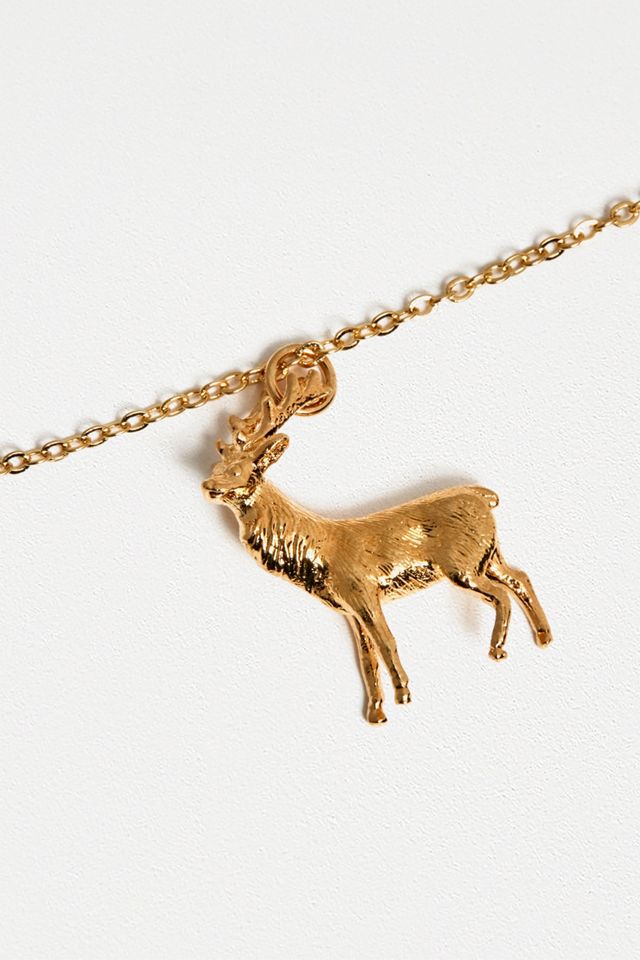 Mirabelle Stag Charm Gold-Plated Necklace | Urban Outfitters UK