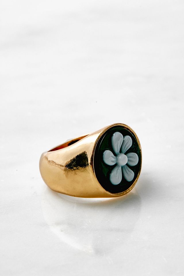 Enamel Flower Signet Ring | Urban Outfitters UK