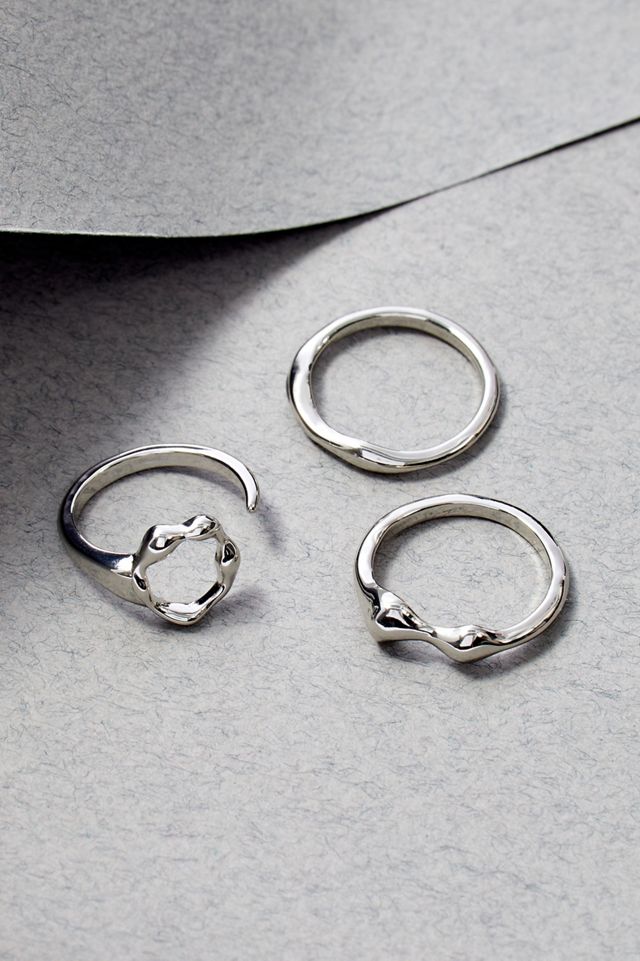 Silence + Noise Plated Molten Rings 3-Pack | Urban Outfitters UK