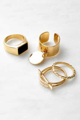 Gold-Tone Mixed Rings 4-Pack | Urban Outfitters UK