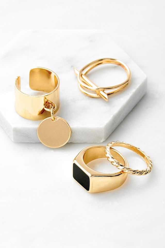 Gold-Tone Mixed Rings 4-Pack | Urban Outfitters UK