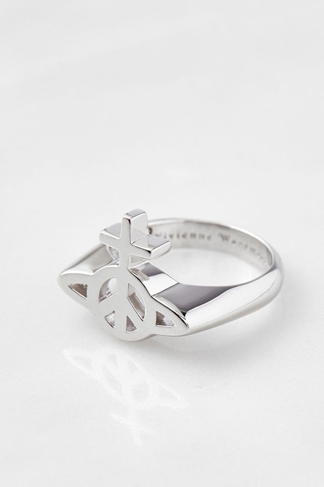 Vivienne Westwood Peace Orb Silver Ring | Urban Outfitters UK