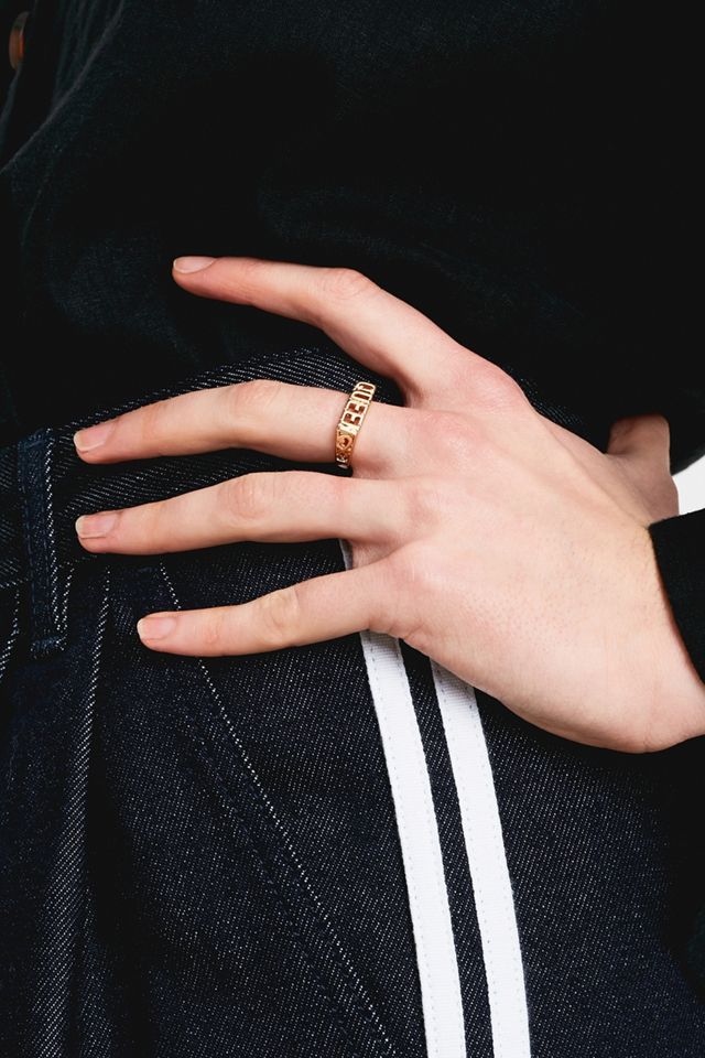Queen Gold Lettering Ring | Urban Outfitters UK