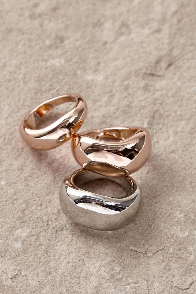 Silence + Noise Chunky Molten Metal Rings 3-Pack | Urban Outfitters UK