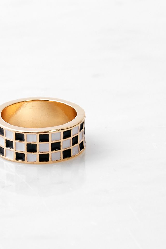 Enamel Checkerboard Ring | Urban Outfitters UK