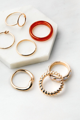 Checkered Novelty Rings 7-Pack | Urban Outfitters UK