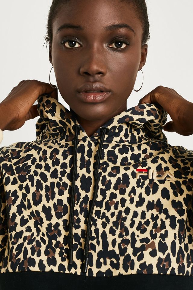 FILA Leopard Print Crop Hoodie | Urban Outfitters UK