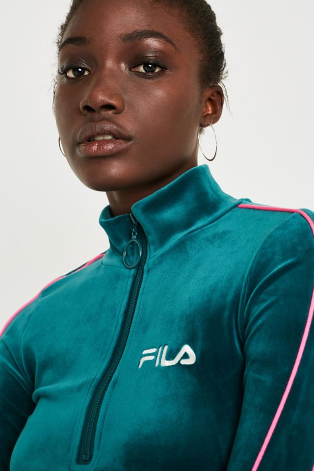 FILA Tanya Velour High-Neck Track Top | Urban Outfitters UK