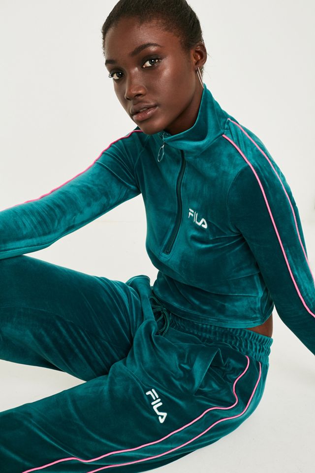 FILA Tanya Velour High-Neck Track Top | Urban Outfitters UK