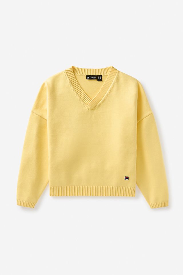 FILA x HAILEY Yellow Knit Sweater | Urban Outfitters UK