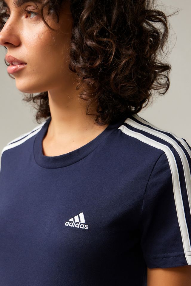 adidas Navy 3-Stripes T-Shirt | Urban Outfitters UK