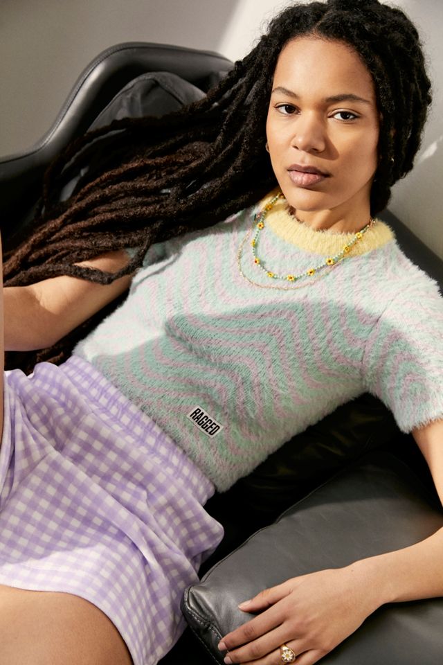 The Ragged Priest Eyelash Knit Wave T-Shirt | Urban Outfitters UK