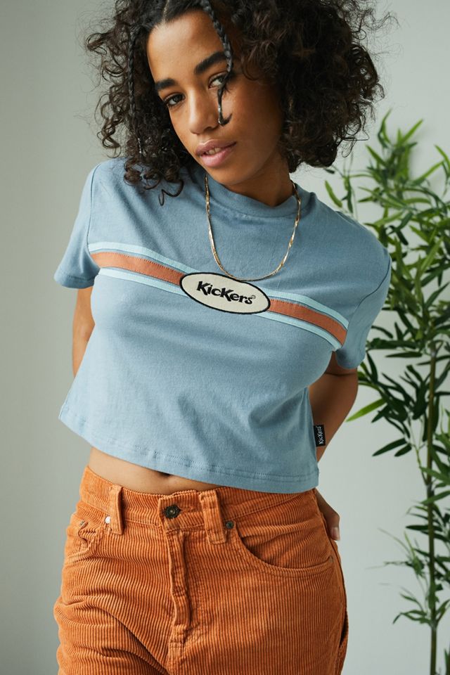 Kickers Dusty Blue Cropped T-Shirt | Urban Outfitters UK