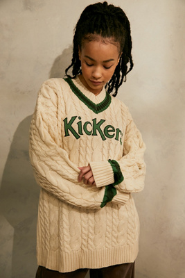 Kickers Oversized Cream Cable Knit Jumper | Urban Outfitters UK