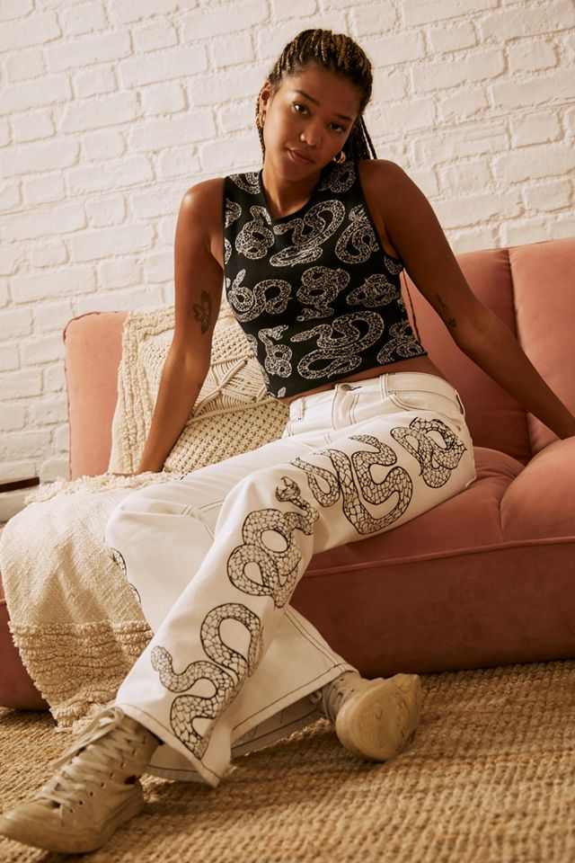 Milk It Ecru Cobra Jeans | Urban Outfitters UK