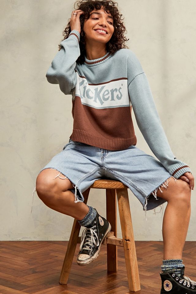 Kickers Blue & Brown Colour-Block Knit Jumper | Urban Outfitters UK