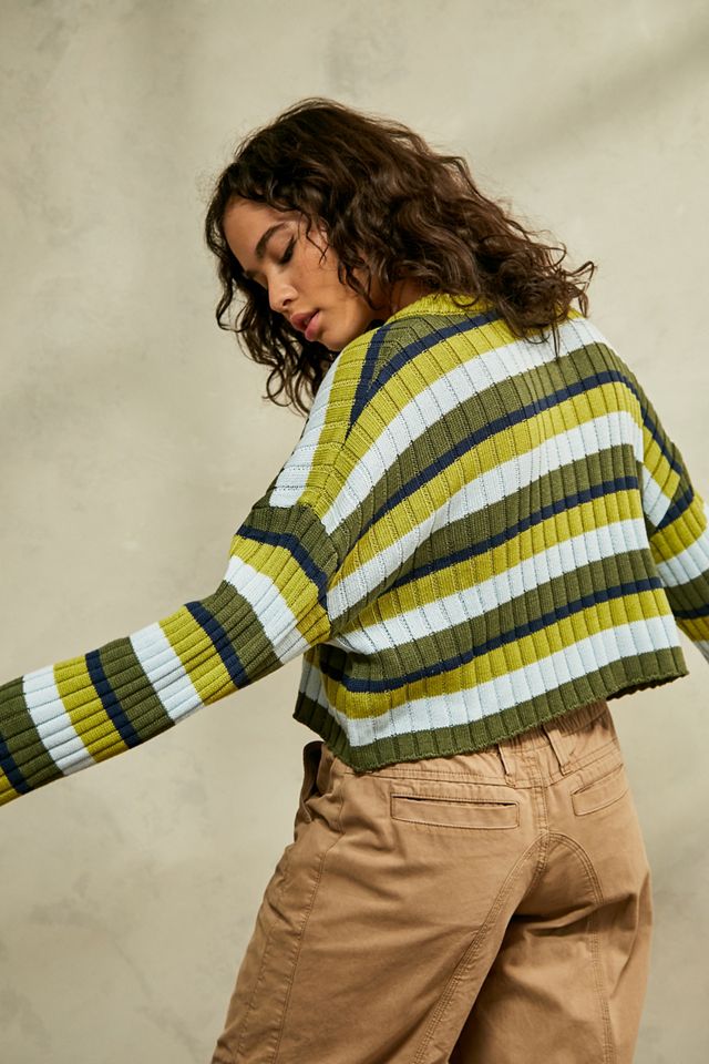 Kickers UO Exclusive Green Stripe Cropped Knit Jumper | Urban Outfitters UK