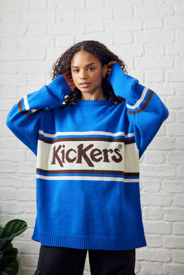 Kickers UO Exclusive Blue Oversized Logo Knit Jumper | Urban Outfitters UK