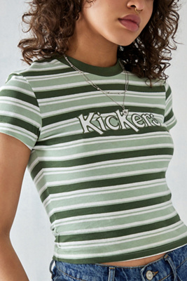 Kickers UO Exclusive Green Striped T-Shirt | Urban Outfitters UK