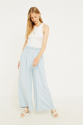 LF Markey Lachie Wide-Leg Chambray Trousers | Urban Outfitters UK