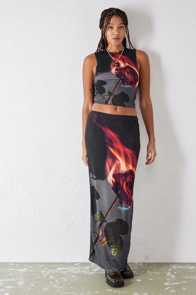 Jaded London Flaming Rose Maxi Skirt | Urban Outfitters UK