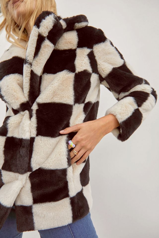 Girlfriend Material Black & White Hendrix Checkerboard Coat | Urban ...