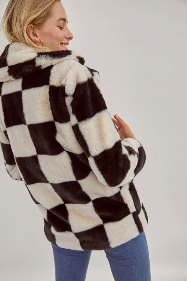 Girlfriend Material Black & White Hendrix Checkerboard Coat | Urban ...