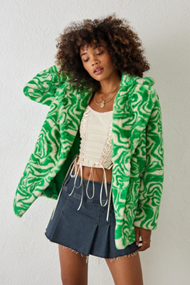Girlfriend Material Hendrix Swirl Faux Fur Coat | Urban Outfitters UK