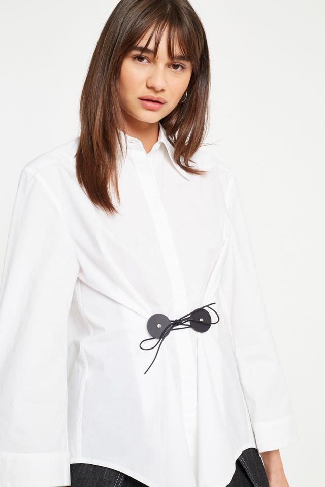 MM6 White Button-Down Tie-Front Shirt | Urban Outfitters UK