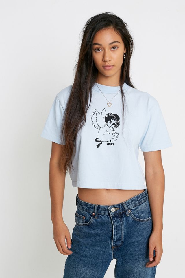 OBEY Devil Angel Cropped T-Shirt | Urban Outfitters UK