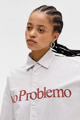 No Problemo Stripe Long Sleeve Oxford Shirt | Urban Outfitters UK