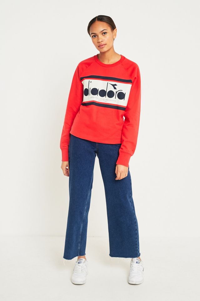Diadora Red Striped Long Sleeve Logo T-Shirt | Urban Outfitters UK