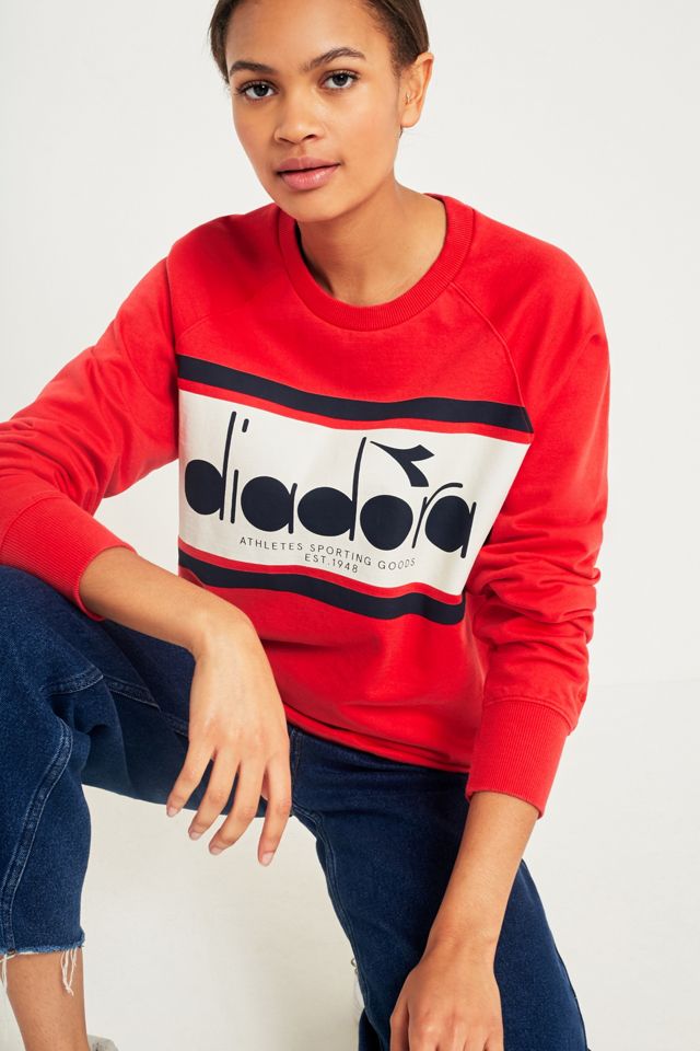 Diadora Red Striped Long Sleeve Logo T-Shirt | Urban Outfitters UK