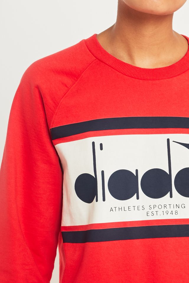 Diadora Red Striped Long Sleeve Logo T-Shirt | Urban Outfitters UK