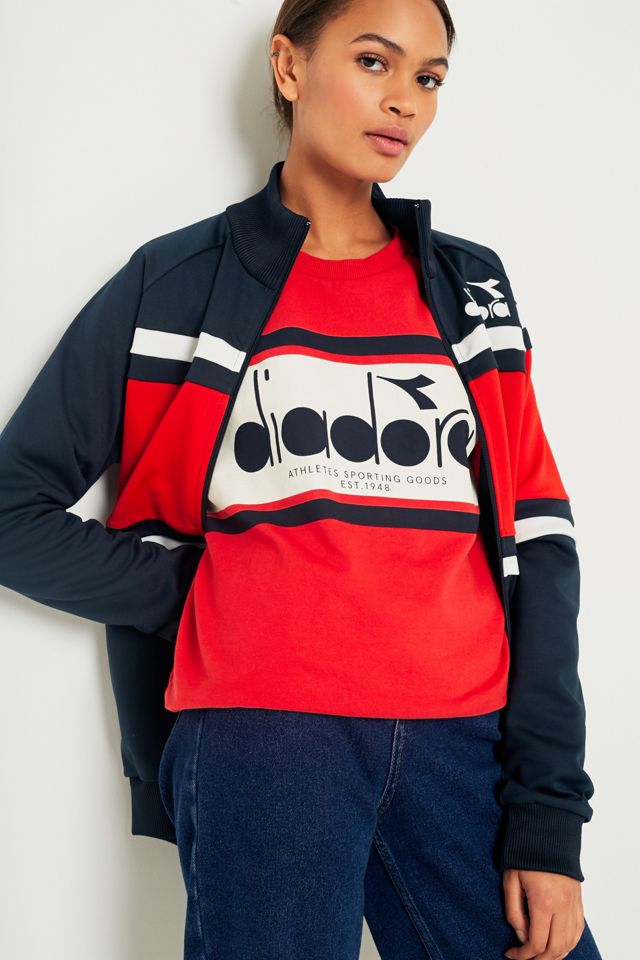 Diadora Red Striped Long Sleeve Logo T-Shirt | Urban Outfitters UK