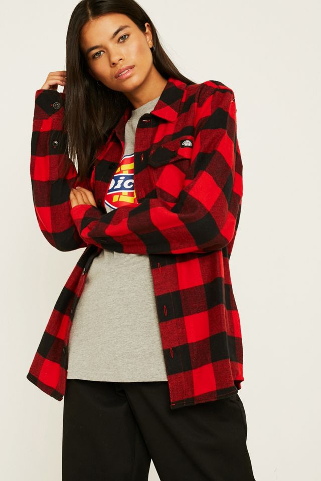 Dickies Sacramento Red Check Button-Through Shirt | Urban Outfitters UK