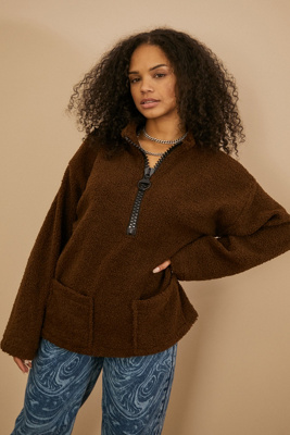 Daisy Street Zip-Up Borg Jumper | Urban Outfitters UK