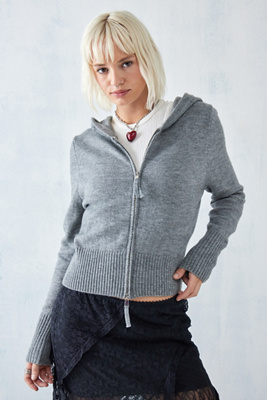 Daisy Street – Strick-Hoodie in Grau mit Reißverschluss | Urban ...