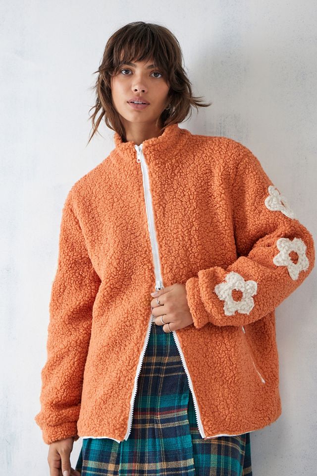 Daisy Street Flower Sleeve Borg Jacket | Urban Outfitters UK