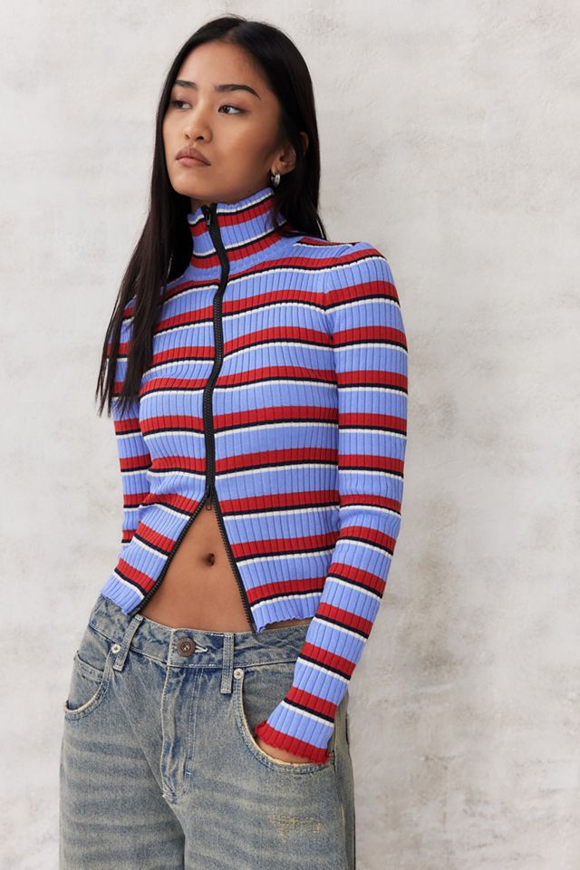 Daisy Street Striped Ribbed Track Top | Urban Outfitters UK